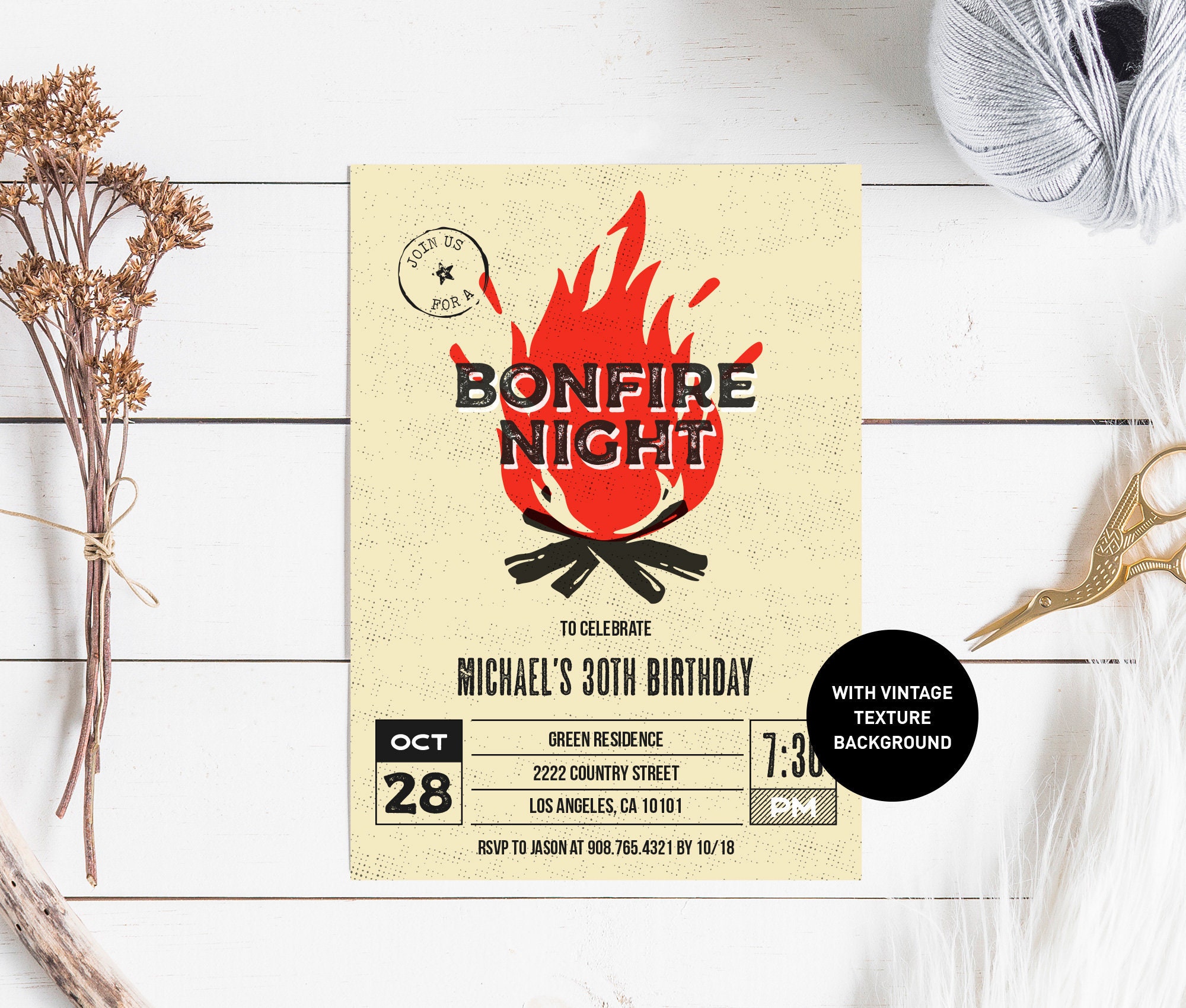 Bonfire Invitation bonfire birthday invitation bonfire night | Etsy