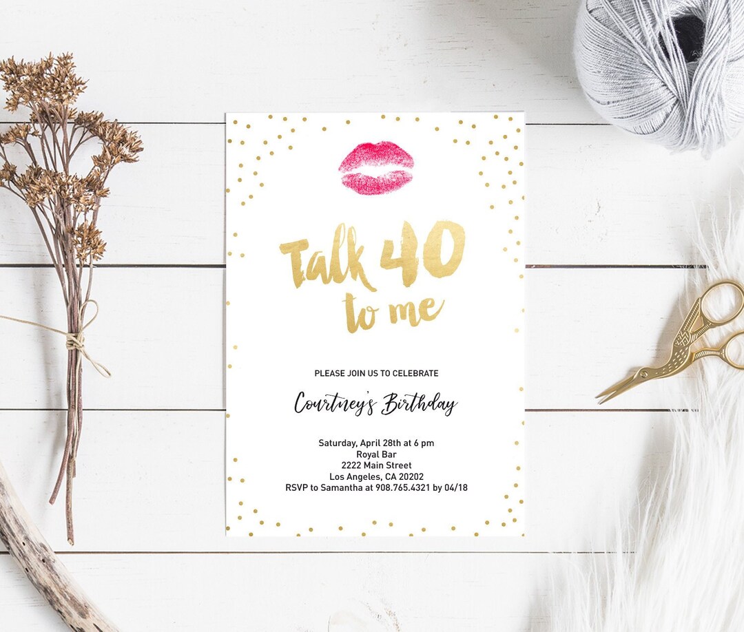 40th Birthday Invitation for Her, Talk 40 to Me Invite Printable, Forty ...