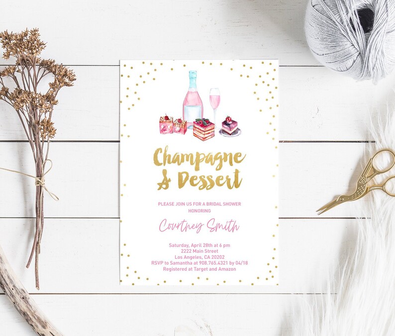 Champagne and Dessert Invitation Dessert Party Birthday - Etsy