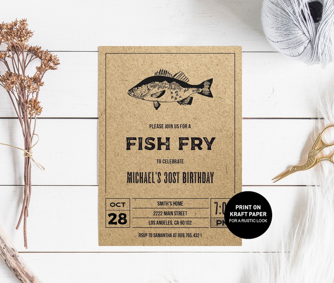 Fish Fry Invitation Fish Fry Party Invitation Printable Fish - Etsy