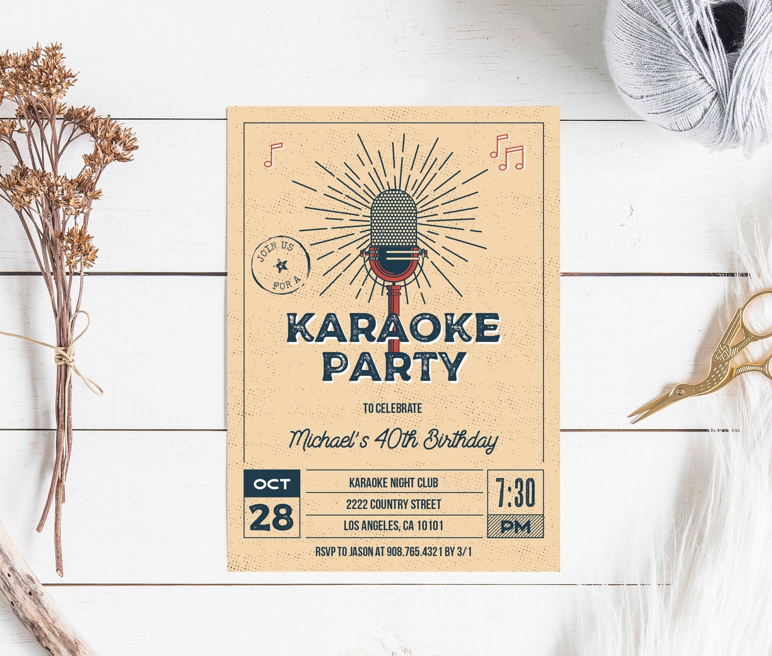 Karaoke Invitation Karaoke Party Birthday Invitation Retro - Etsy