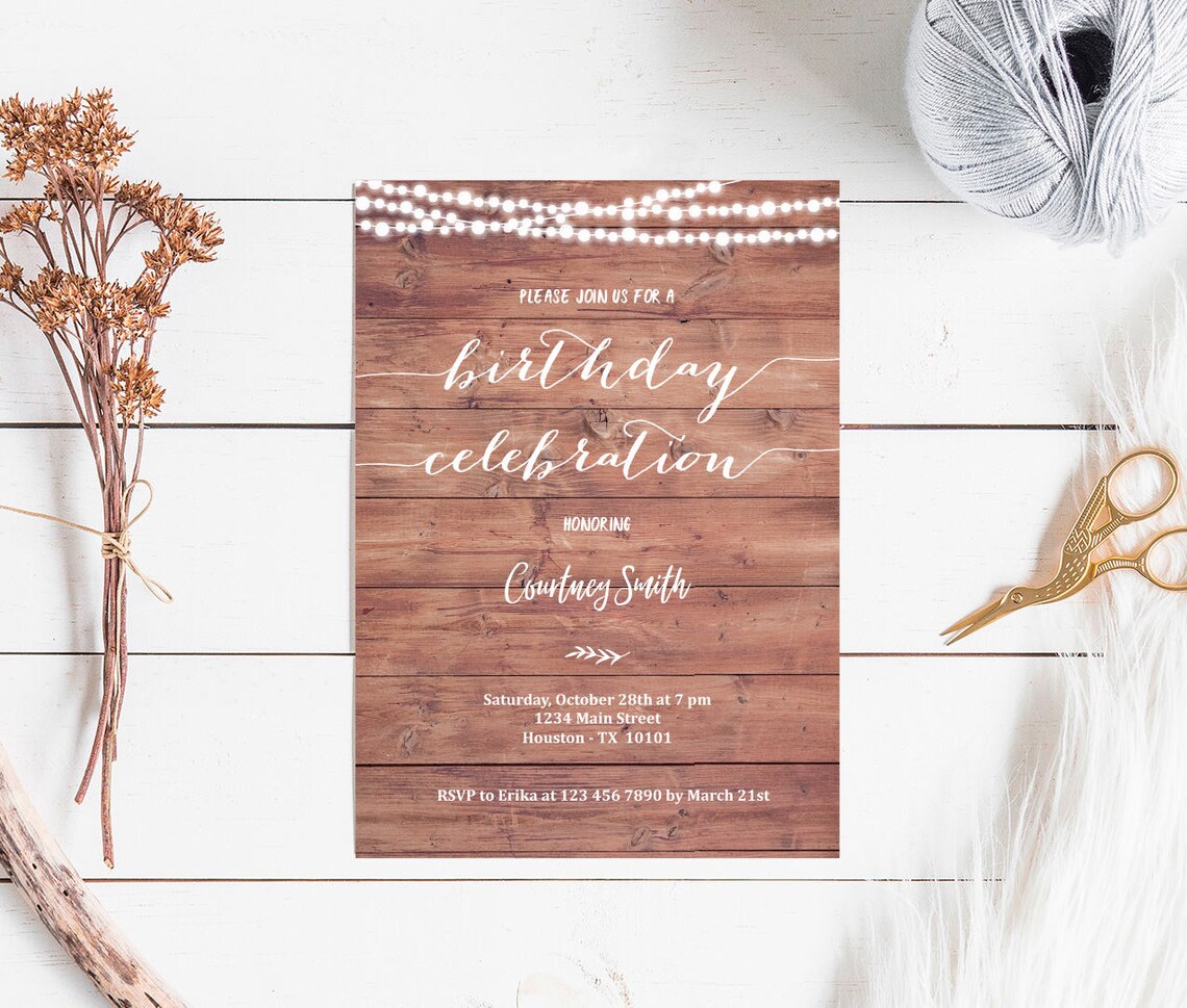 Rustic Birthday Celebration Invitation country birthday party | Etsy