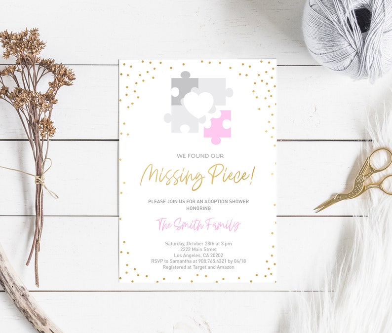Missing Piece Adoption Invitation Puzzle Missing Piece - Etsy