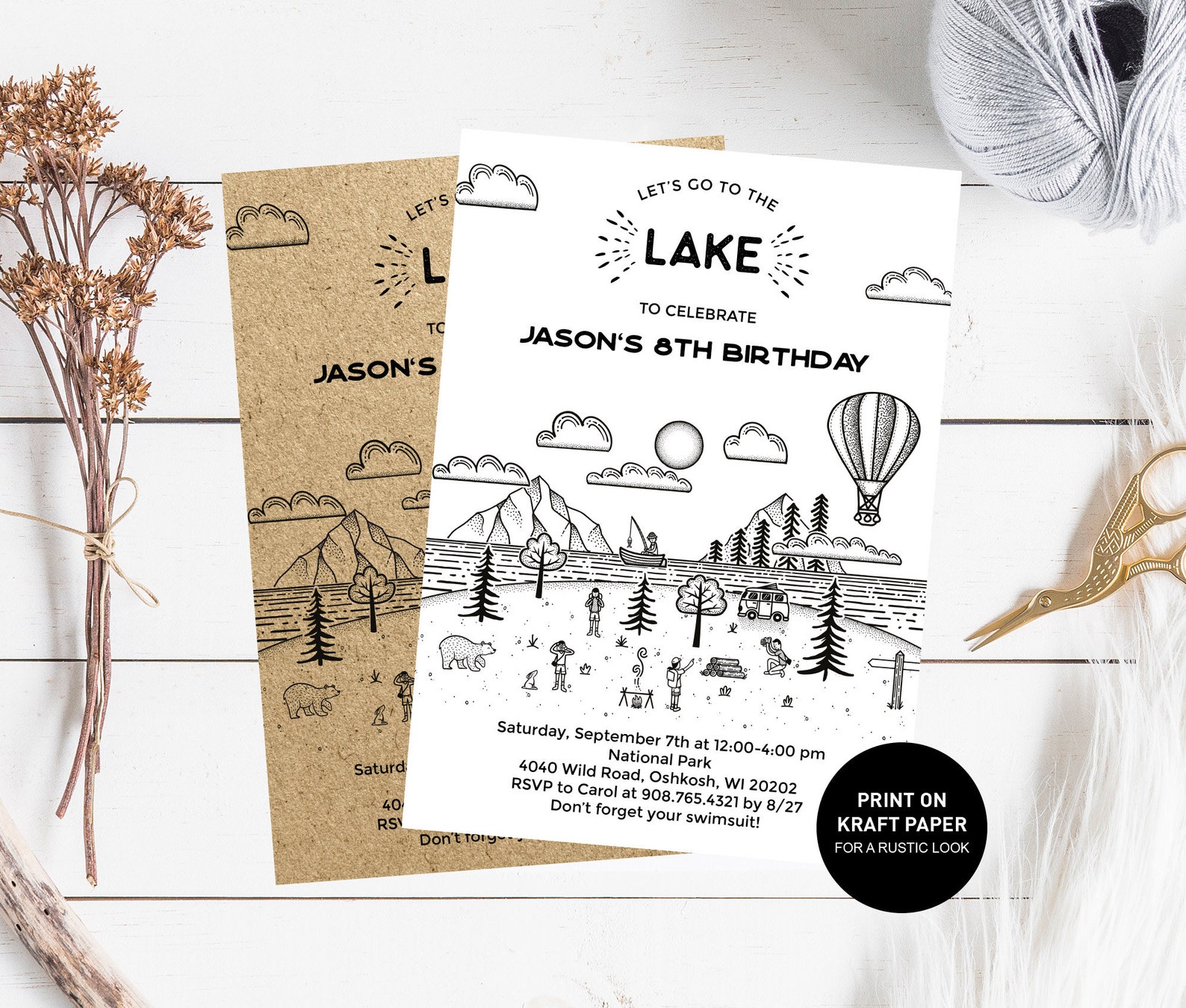 Lake Party Invitation Lake Birthday Invite Printable - Etsy