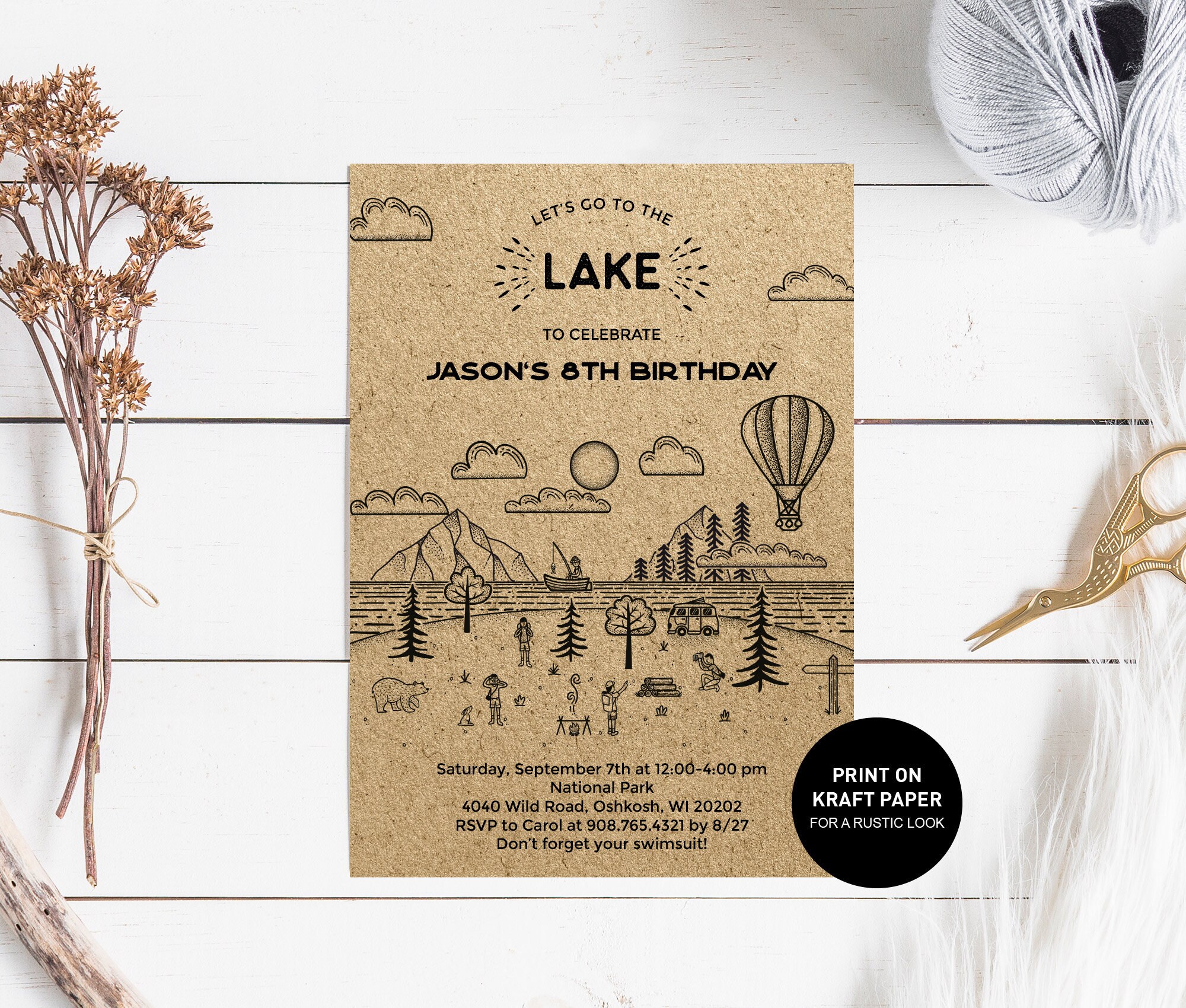 Lake Party Invitation Lake Birthday Invite Printable - Etsy