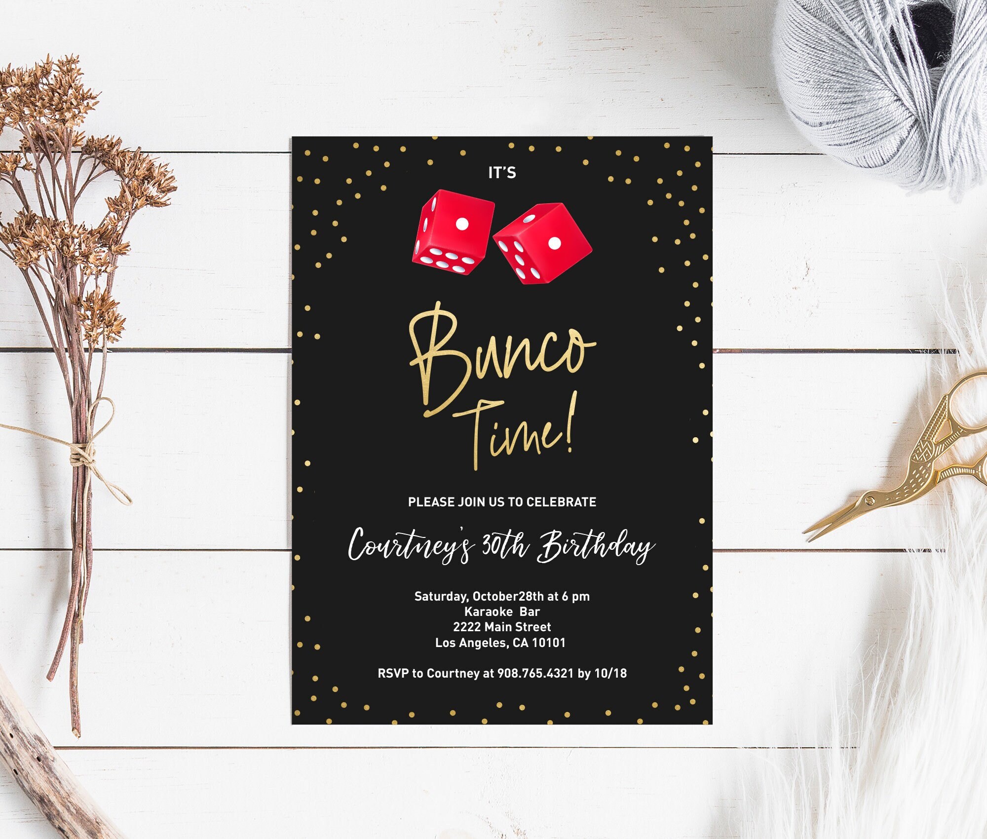 Bunco Birthday Invitation Bunco Party Invite Printable Adult | Etsy