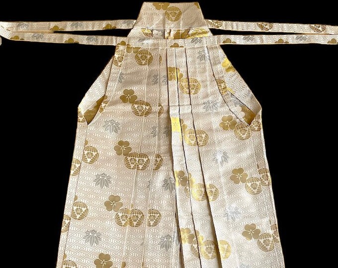 Hakama,ivory and Gold Hakama,formal Hakama,traditional Patterns,satiny ...