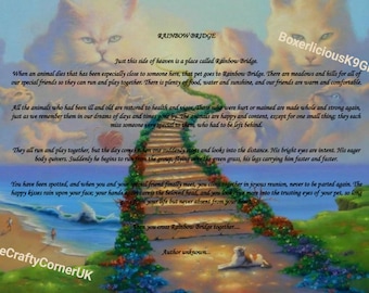 Rainbow Bridge Poem Pet DOG Loss Memorial Bereavement Colour Picture ...