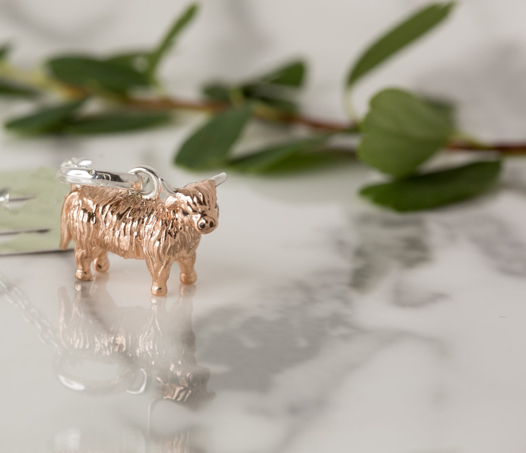 Highland Cow Charm, Silver and Rose Gold Cow Charm. - Etsy