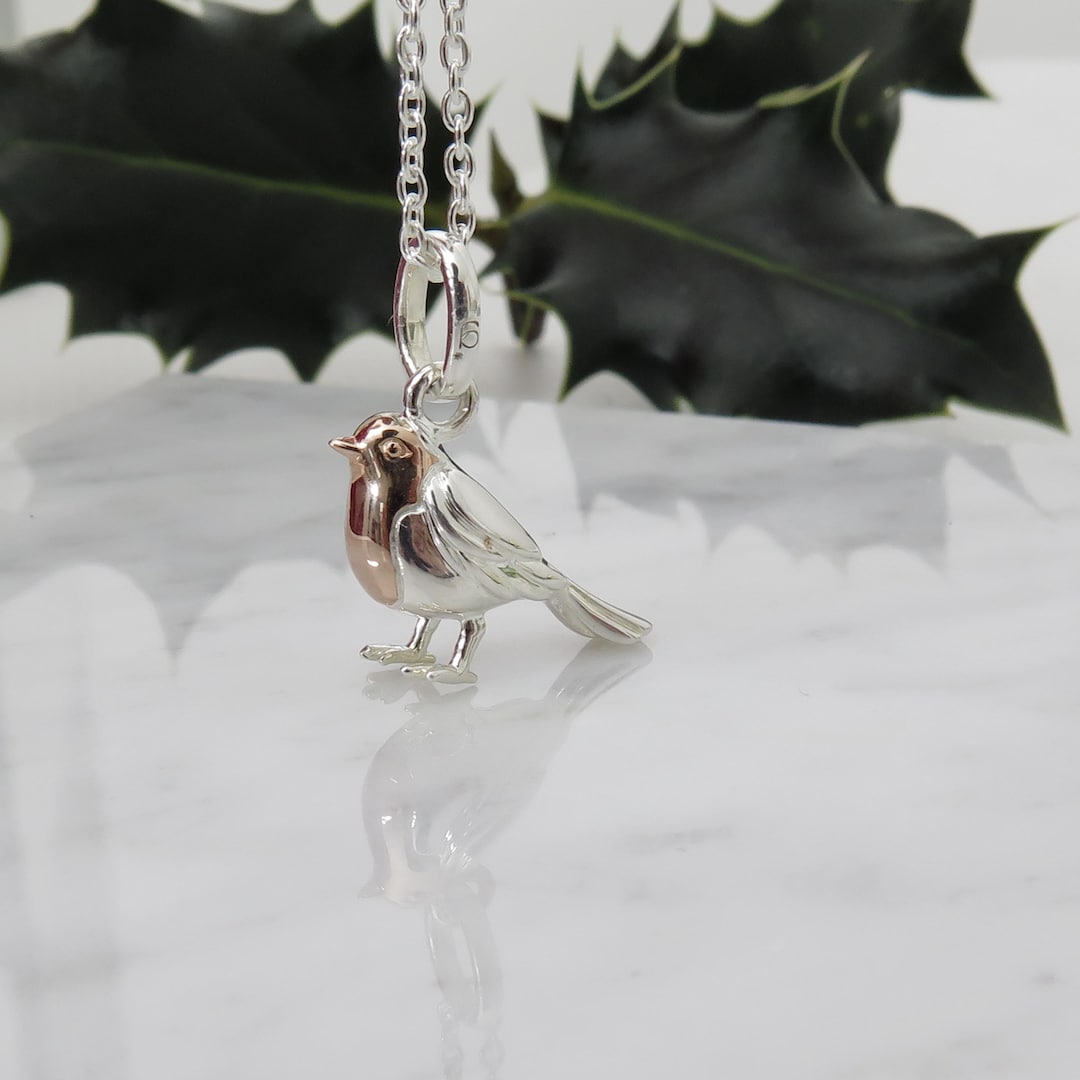 Robin Necklace or Robin Pendant,this Sterling Silver Bird Necklace is a ...