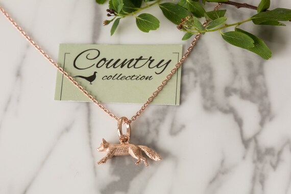 Rose gold fox necklace store