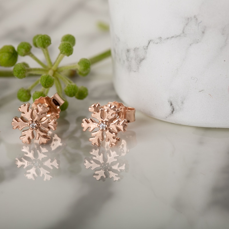 Rose Gold Snowflake Stud - Etsy UK