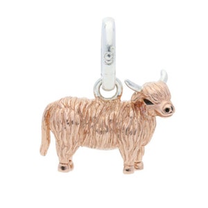 Sterling Silver Highland Cow Charm: Rose Gold Plated - Etsy