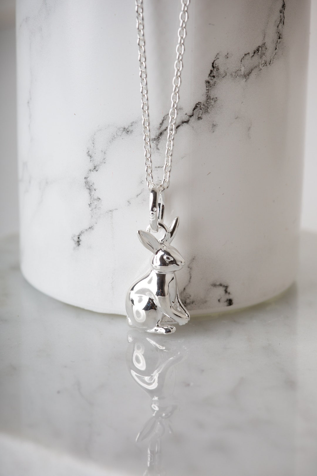 Sterling Silver Rabbit Pendant , Bunny Necklace on a Choice of ...