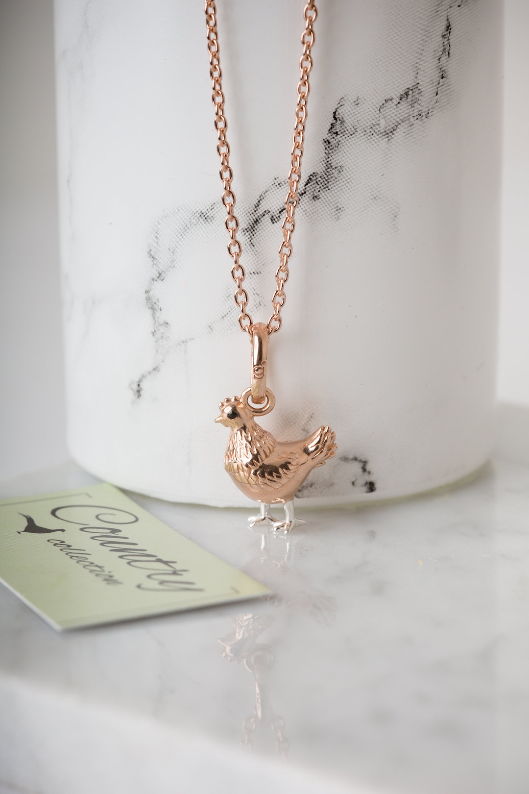 Rose Gold Chicken Pendant Necklace: 14ct Gold Plated Sterling Silver ...