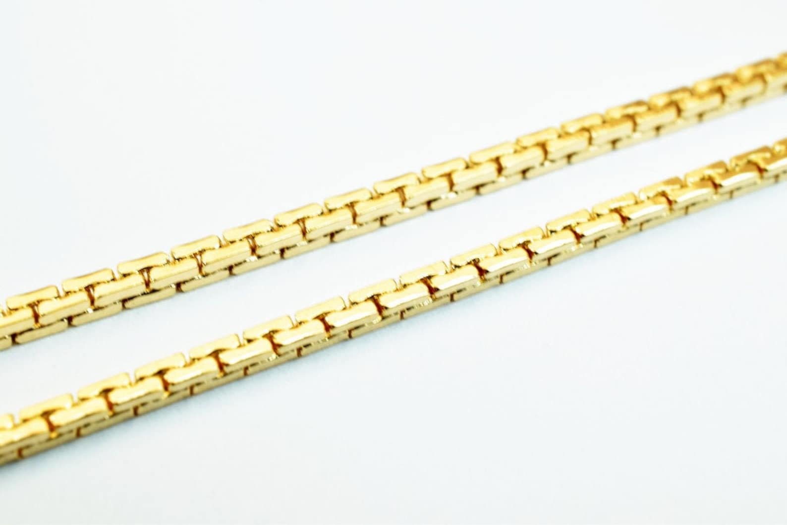 18K PVD Gold Boston Link Chain Size 15.5 Long 1.5mm - Etsy