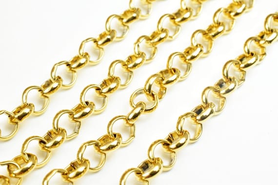 7mm 18K PVD Gold Rolo Chain 17 1/2 Inches Long - Etsy
