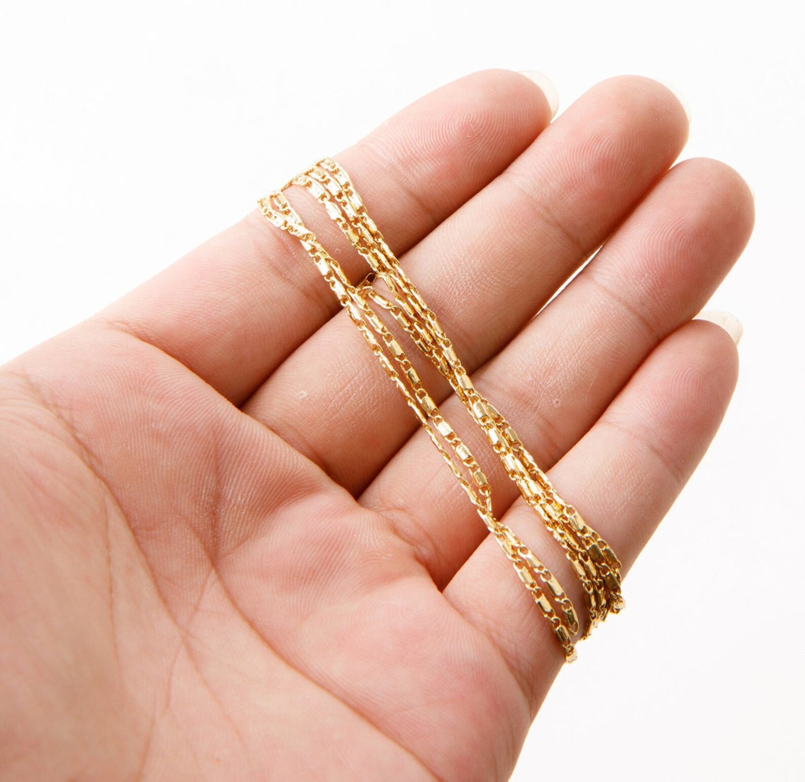 1.5mm 18K PVD Gold Chain Flat Bar Chain/beading Chain PVD | Etsy