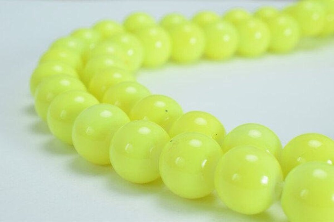 Fluorescent Yellow Glass Beads 10mm Shine Round Beads for Jewelry ...