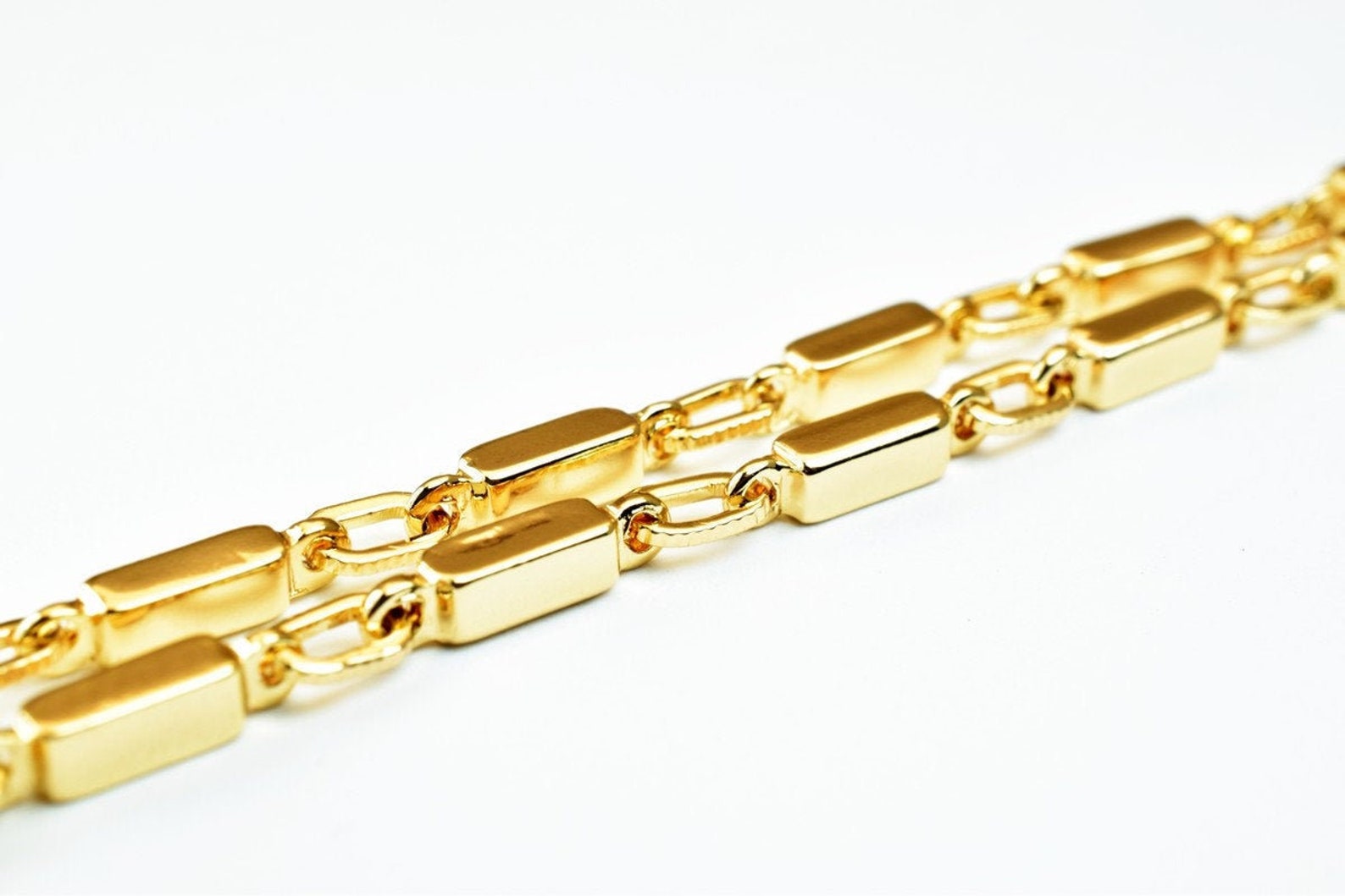 18K PVD Gold Bar Chain Pinky Gold Size 11.75 Long 3mm | Etsy