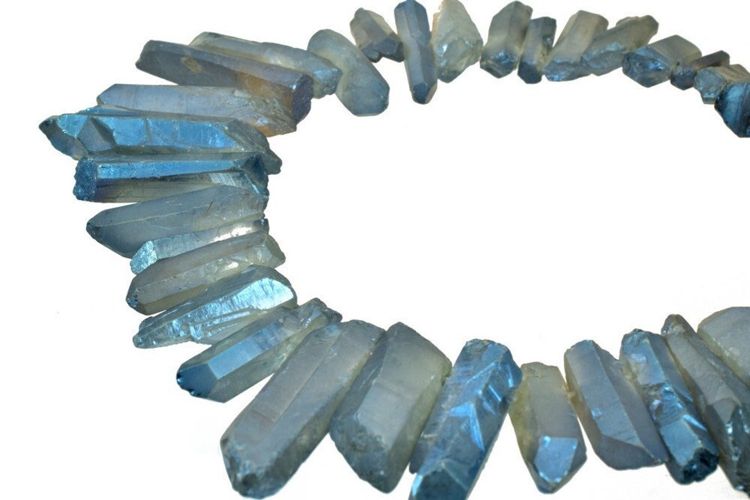 Matte Light Blue Crystal Quartz Gemstone Beads Mix Sizes Beads Natural ...