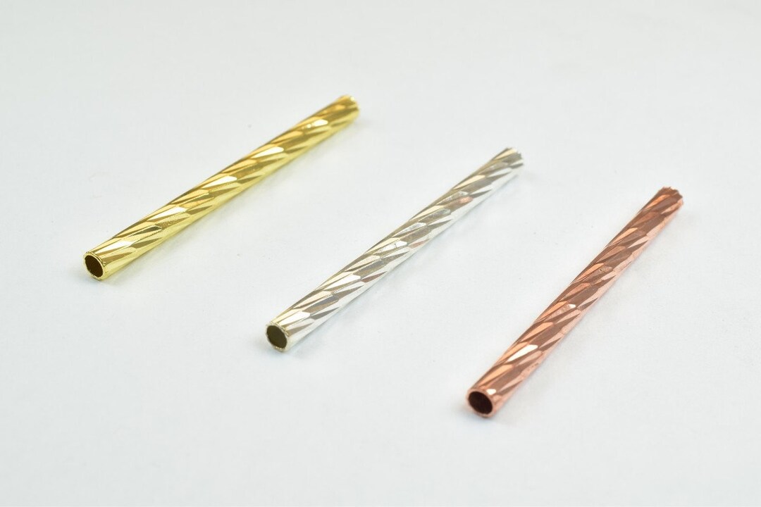 12 Pcs Straight Tube Jewelry Finding Beads 3x40mm/3x45mm/3x50mm Diamond ...