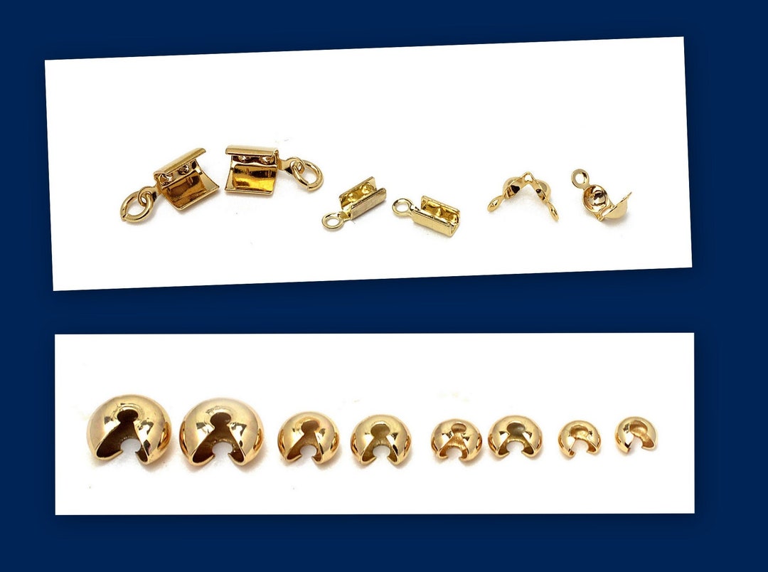 18k as PVD Gold Tarnish Resistant Ball Chain Crimp Cover End Tip Beads ...