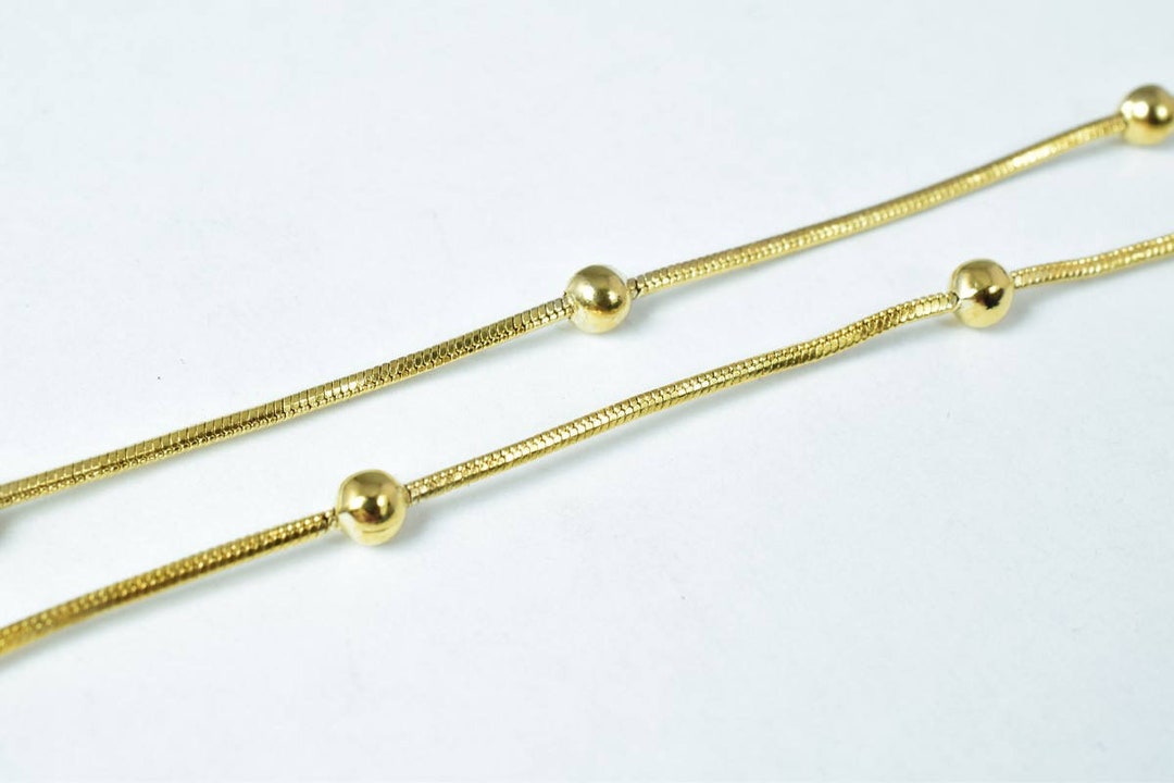 18K PVD Gold Filled Snake Satellite Chain 20.25 Long Clasp Included ...