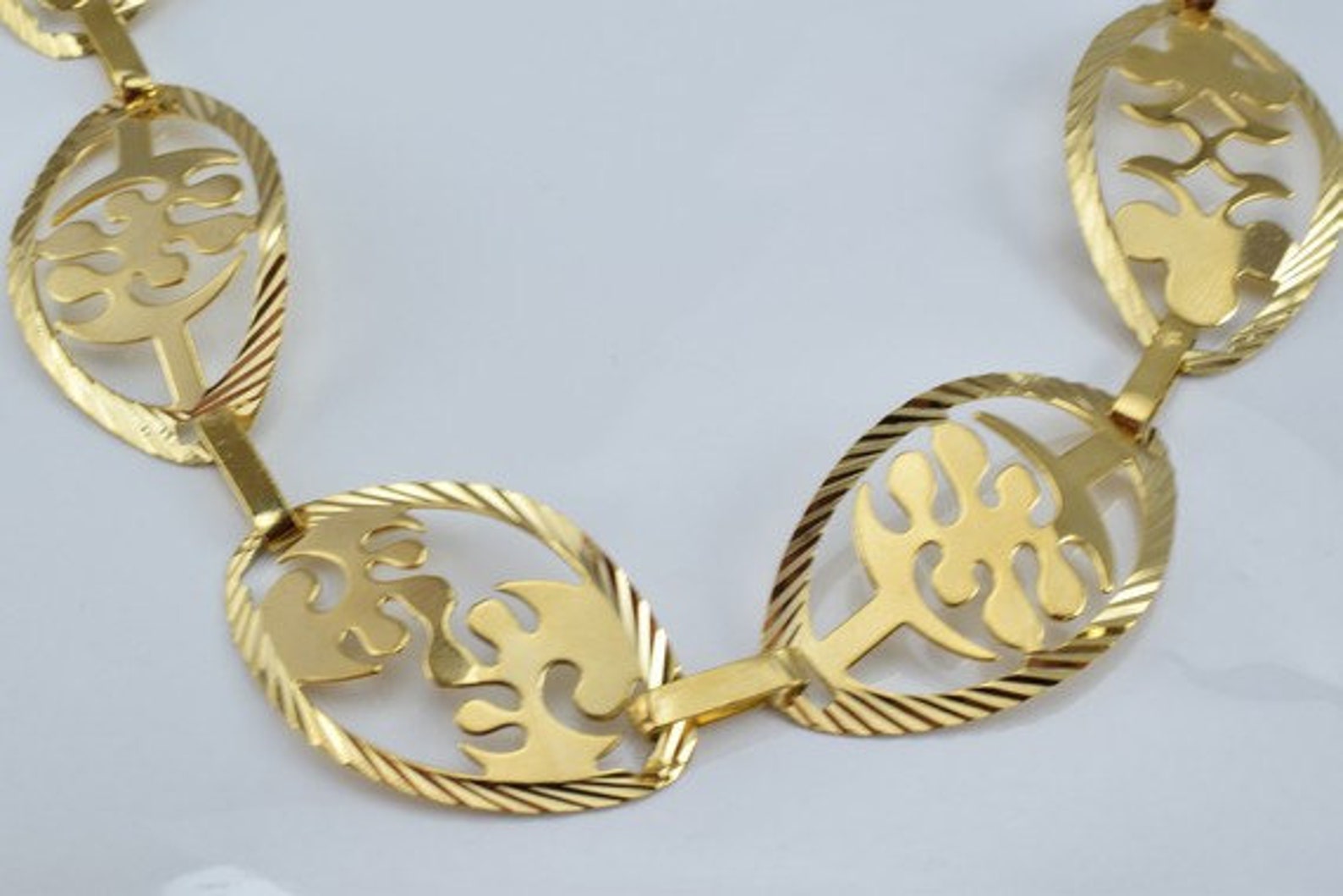 18K PVD Gold Filigree Chain 17 Inch Long Width 23.5mm | Etsy