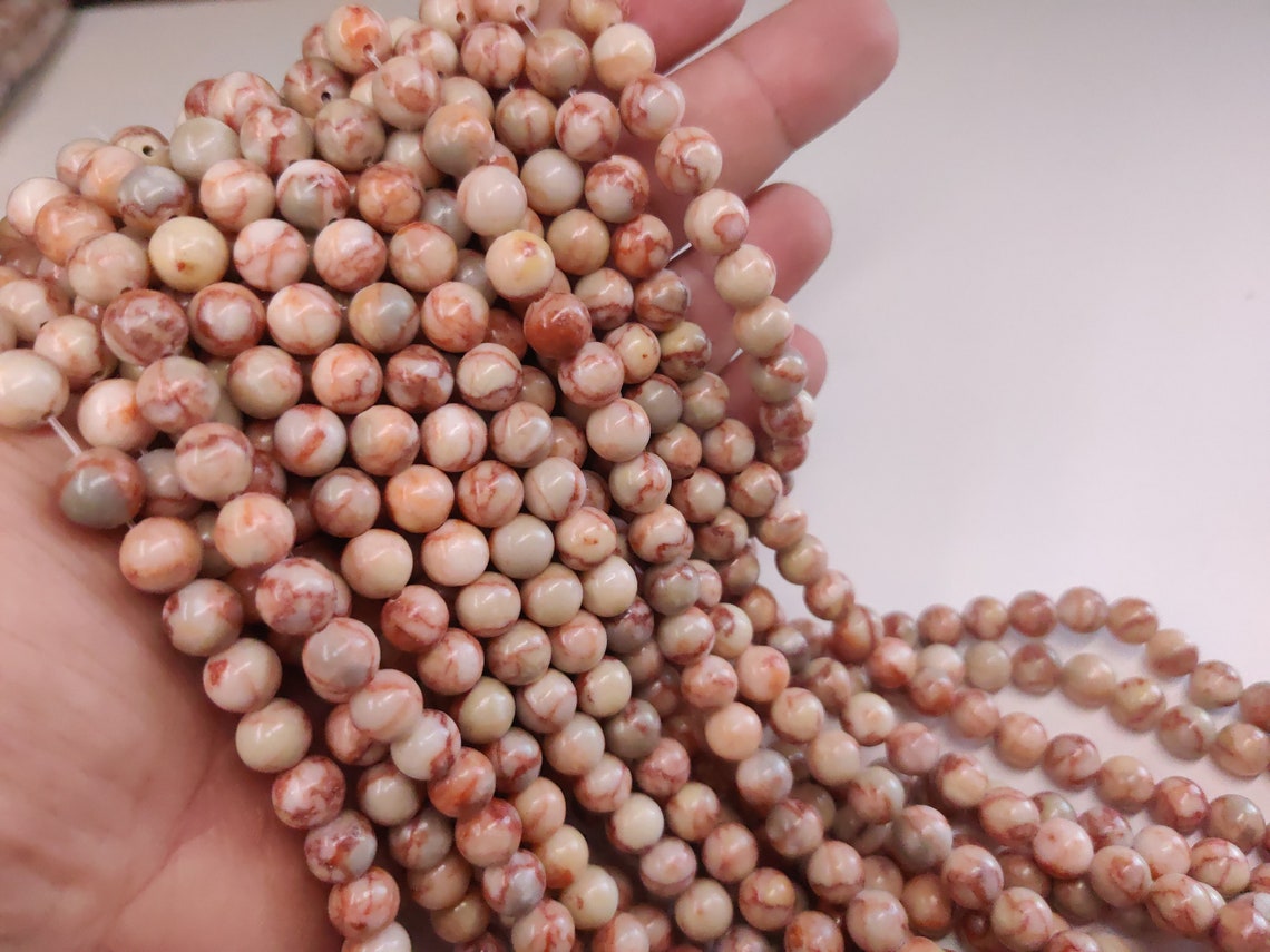 Red Network Jasper Gemstone Round Beads 6mm 8mm 10mm Semi - Etsy