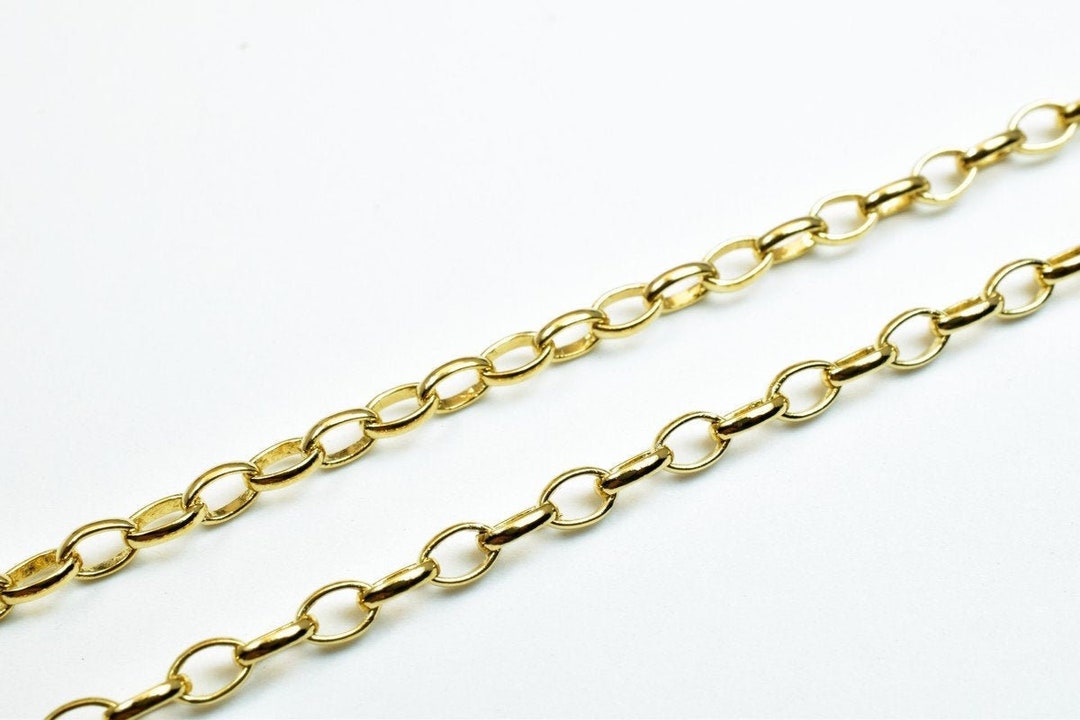 18K PVD Gold Filled Oval Cable Link Chain 17.9" Long Clasp Included ...