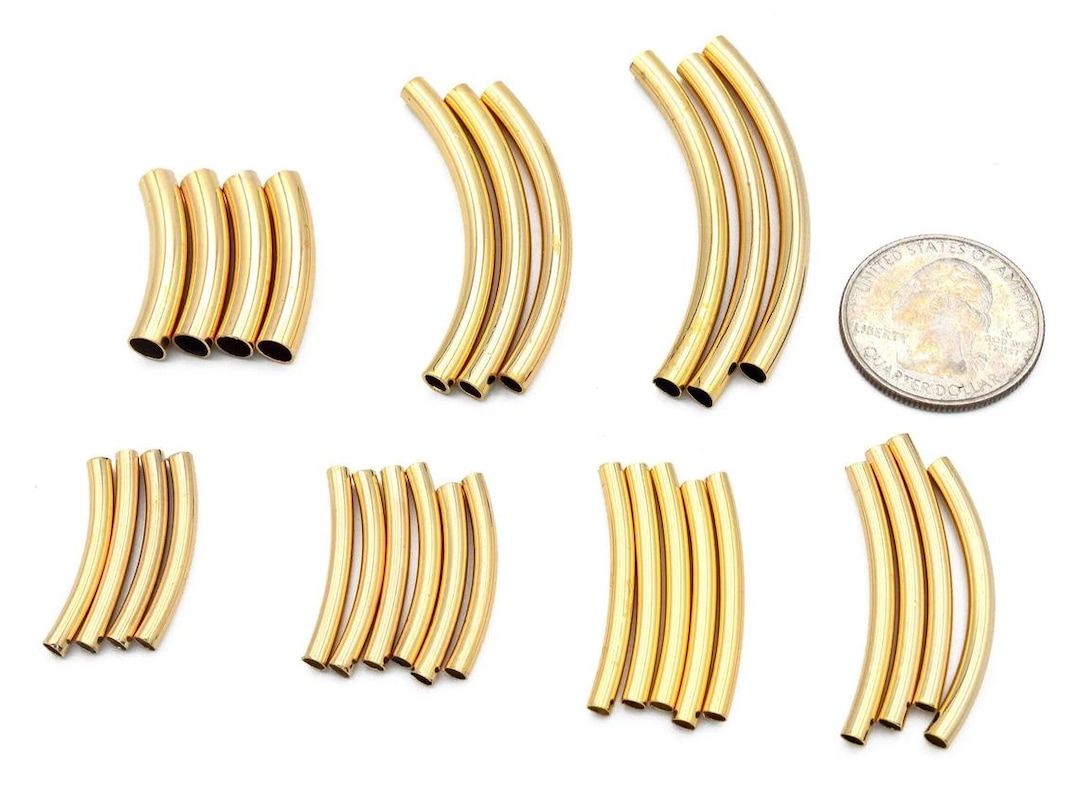 18K PVD Gold Filled Curve Plain Tube Beads Seamless Findings for DIY ...