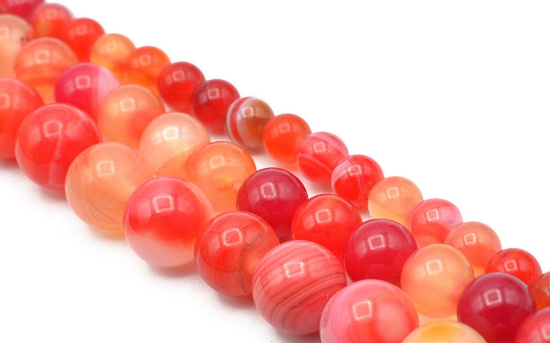 Pink Watermelon Madagascar Agate Gemstone Aaa Quality 15 Strand Round ...