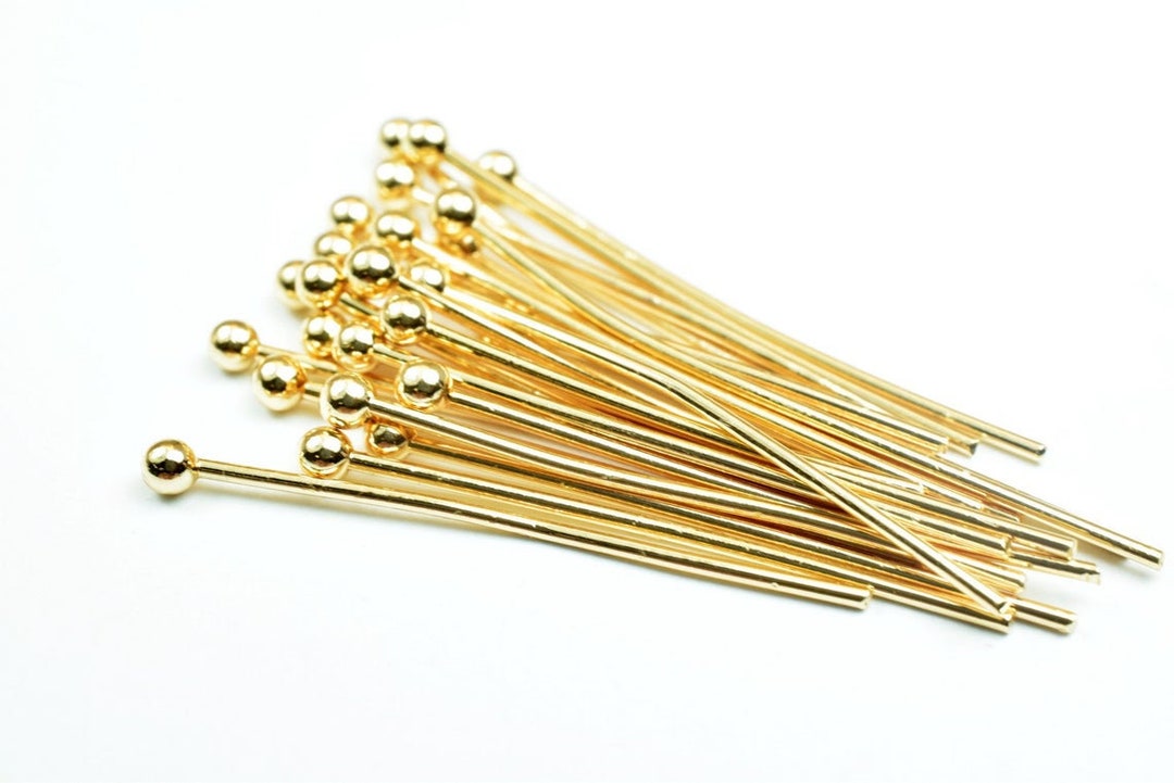 18K PVD Gold Filled Round Head Pin Sizes 1/2 Inch to 3 1/2 Inches, 13mm ...