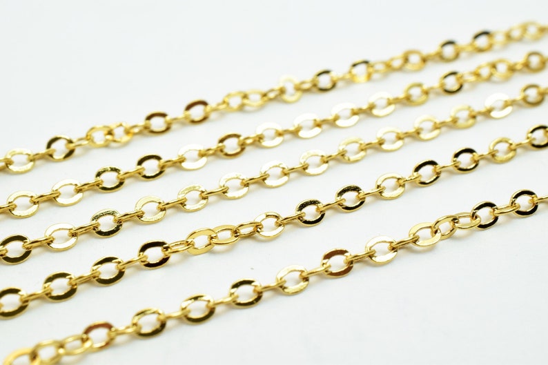 18K PVD Gold Flat Cable Chain Size 2mm PVD Gold Finding Chain - Etsy