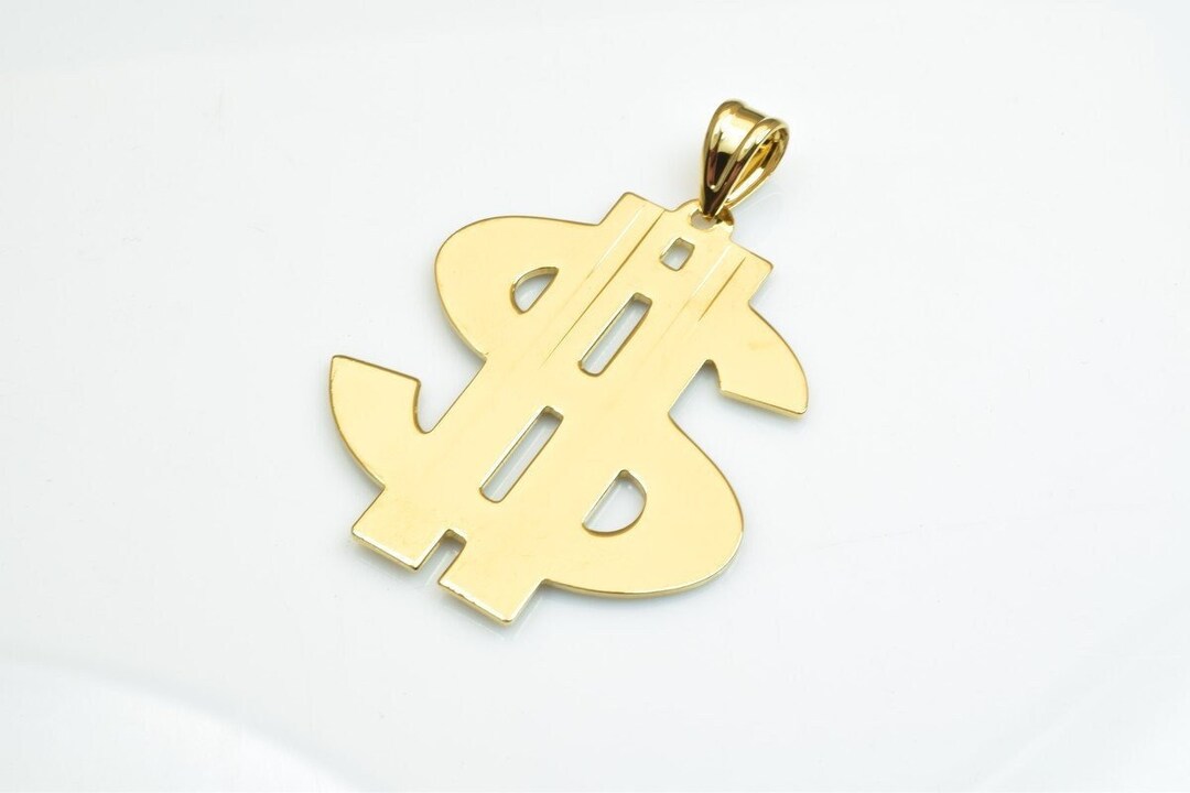 18K PVD Gold Filled Dollar Sign Pendant Size 44mm Thickness 1.5mm Hip ...