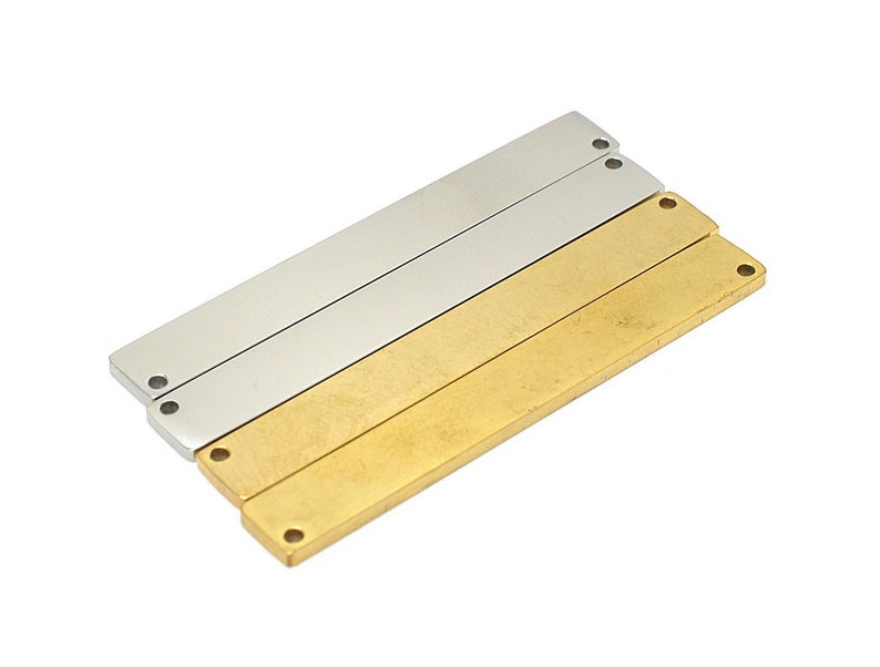 Bar Connector 18k PVD Gold and Stainless Steel Name Bar/log With Two ...