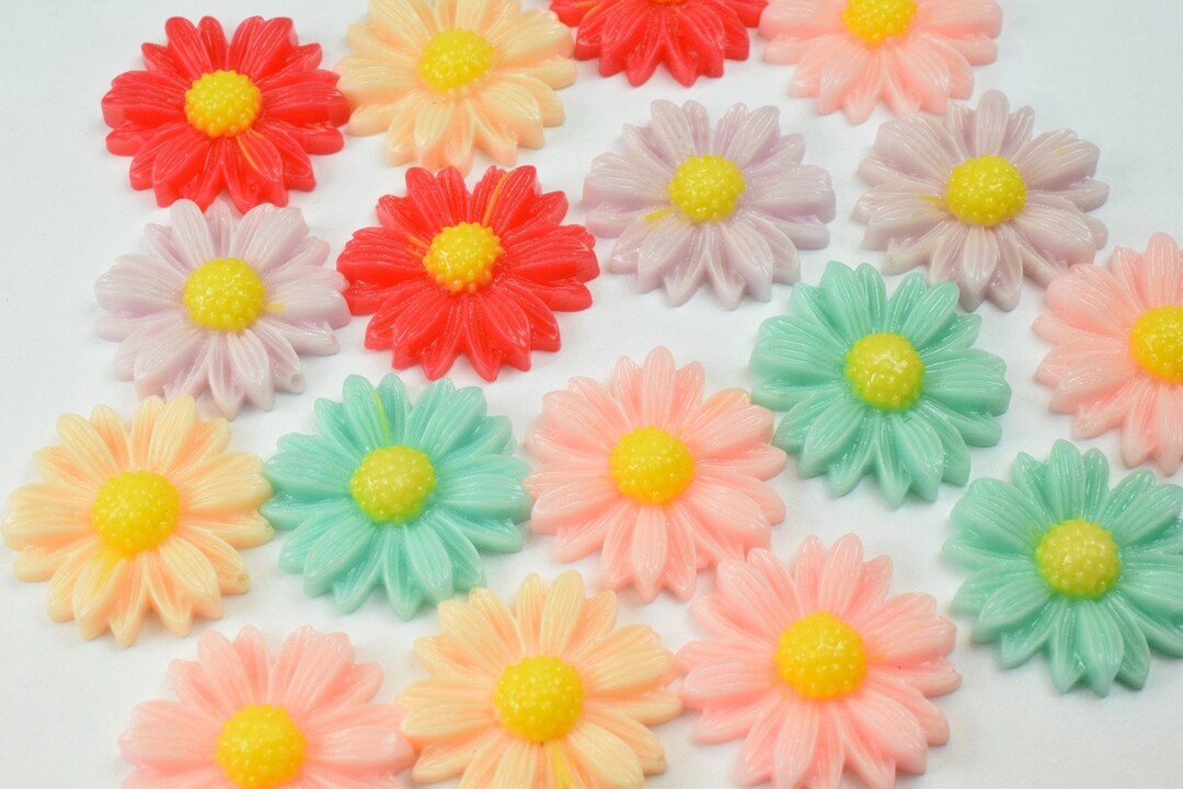 20mm Flower Cabochon Flatback Flowers Daisy Decoration Decoden Flower ...