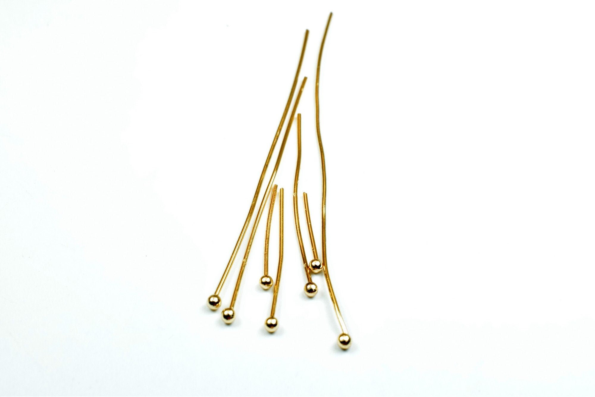 18K PVD Gold Filled Round Head Pin Sizes 1/2 Inch to 3 1/2 Inches, 13mm ...
