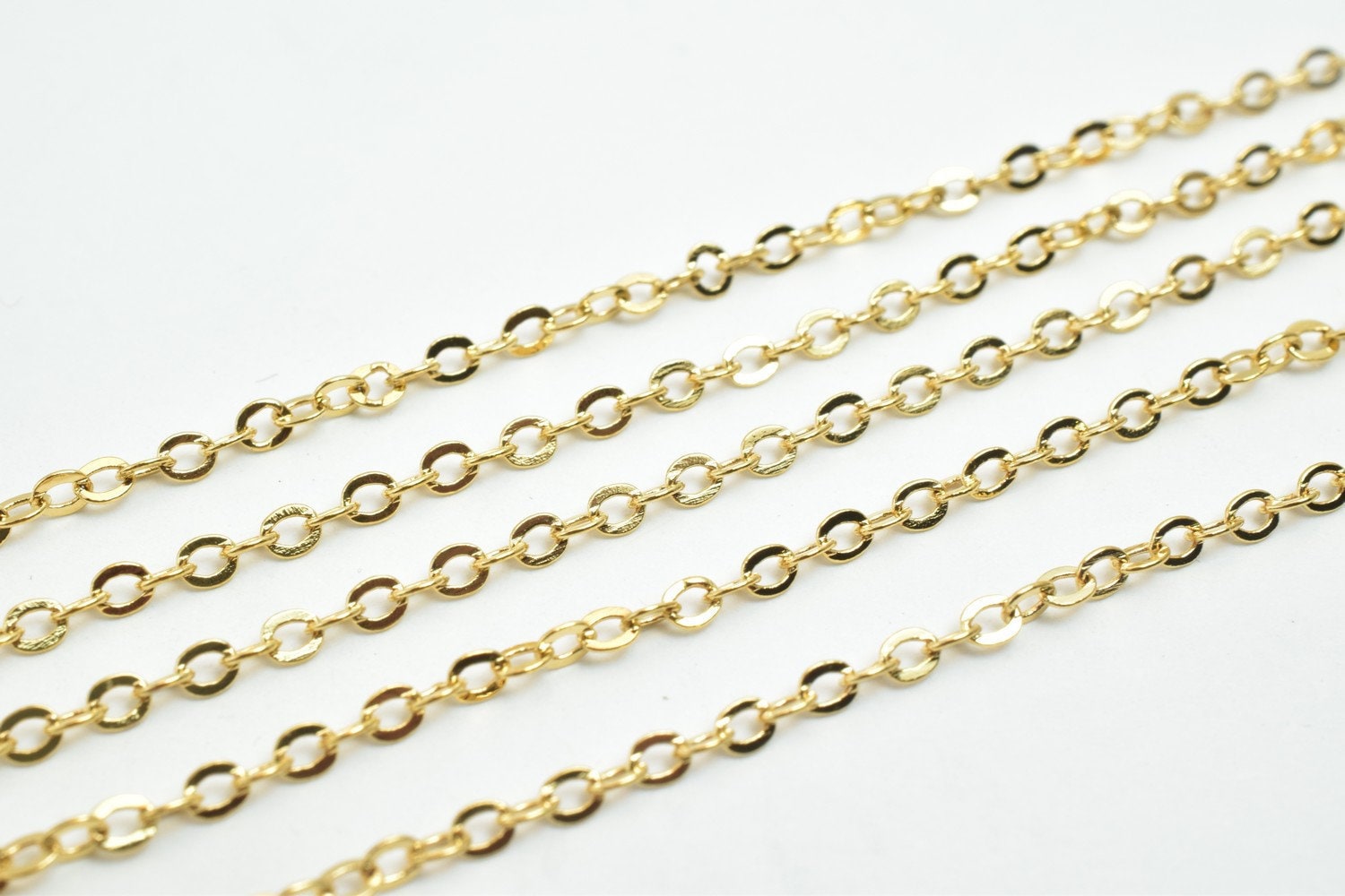 18K PVD Gold Flat Cable Chain Size 2mm PVD Gold Finding Chain - Etsy