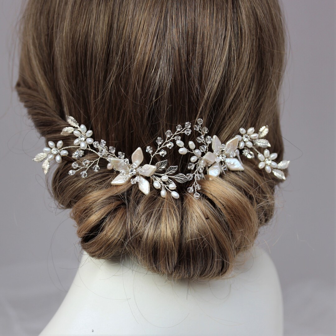 Side or Back Floral Hair Comb Head Piece, Set of 2 Wedding Hair Combs ...