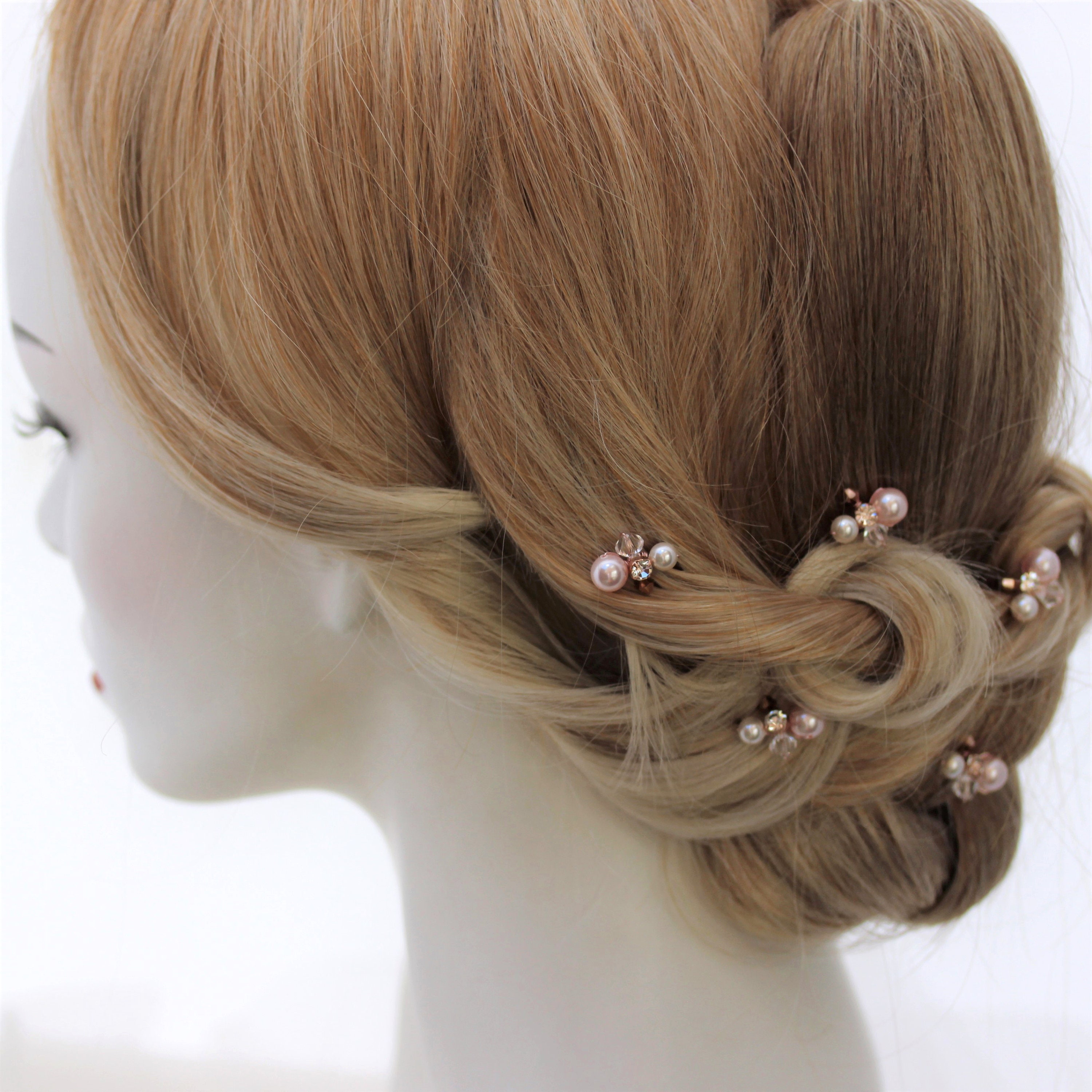 Pink & Soft White Pearl Hair Pins Silver Gold or Rose Gold - Etsy UK