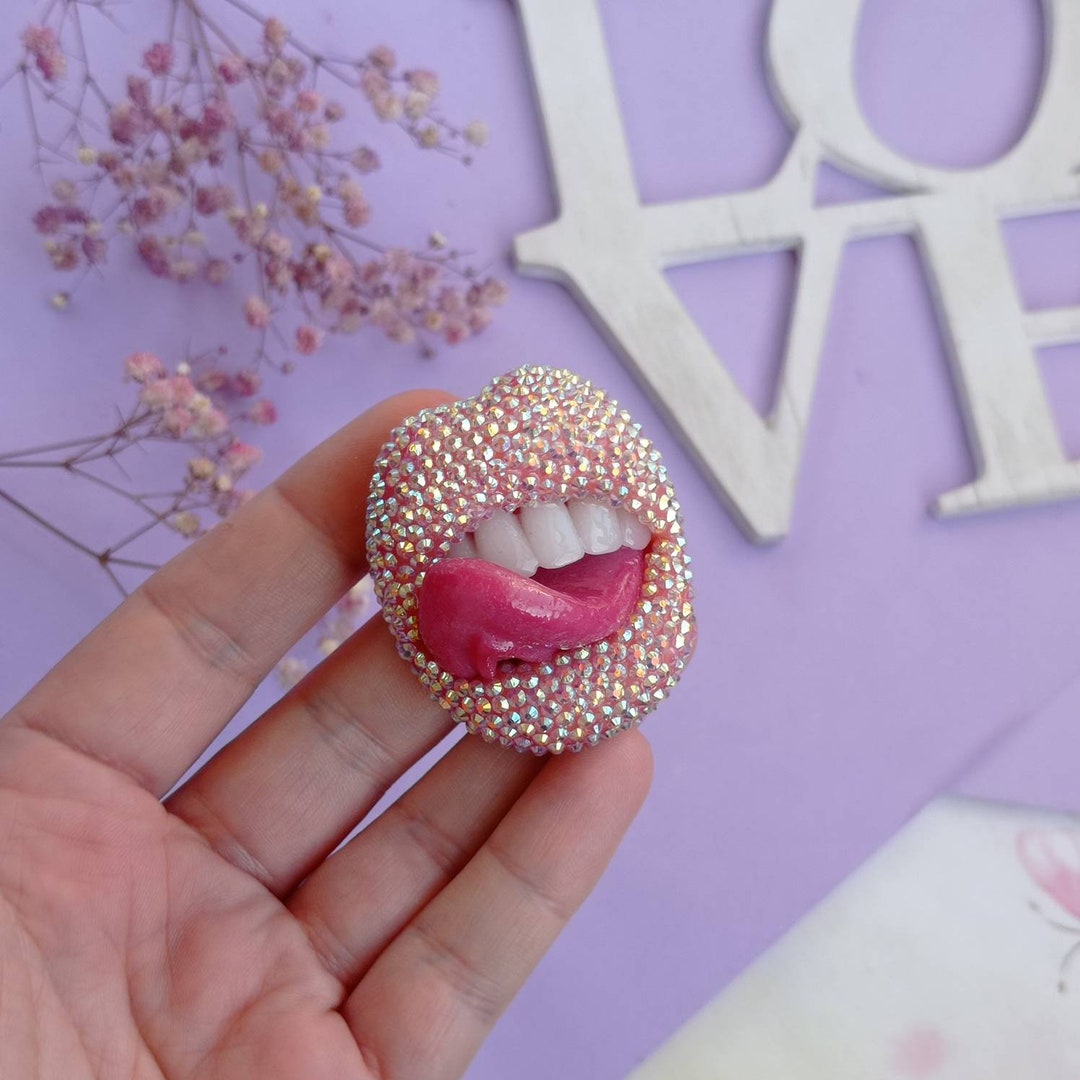 Shiny Sugar Lips Pin Sweet Mouth Brooch Red Sexy Lips Jewelry Gift for ...