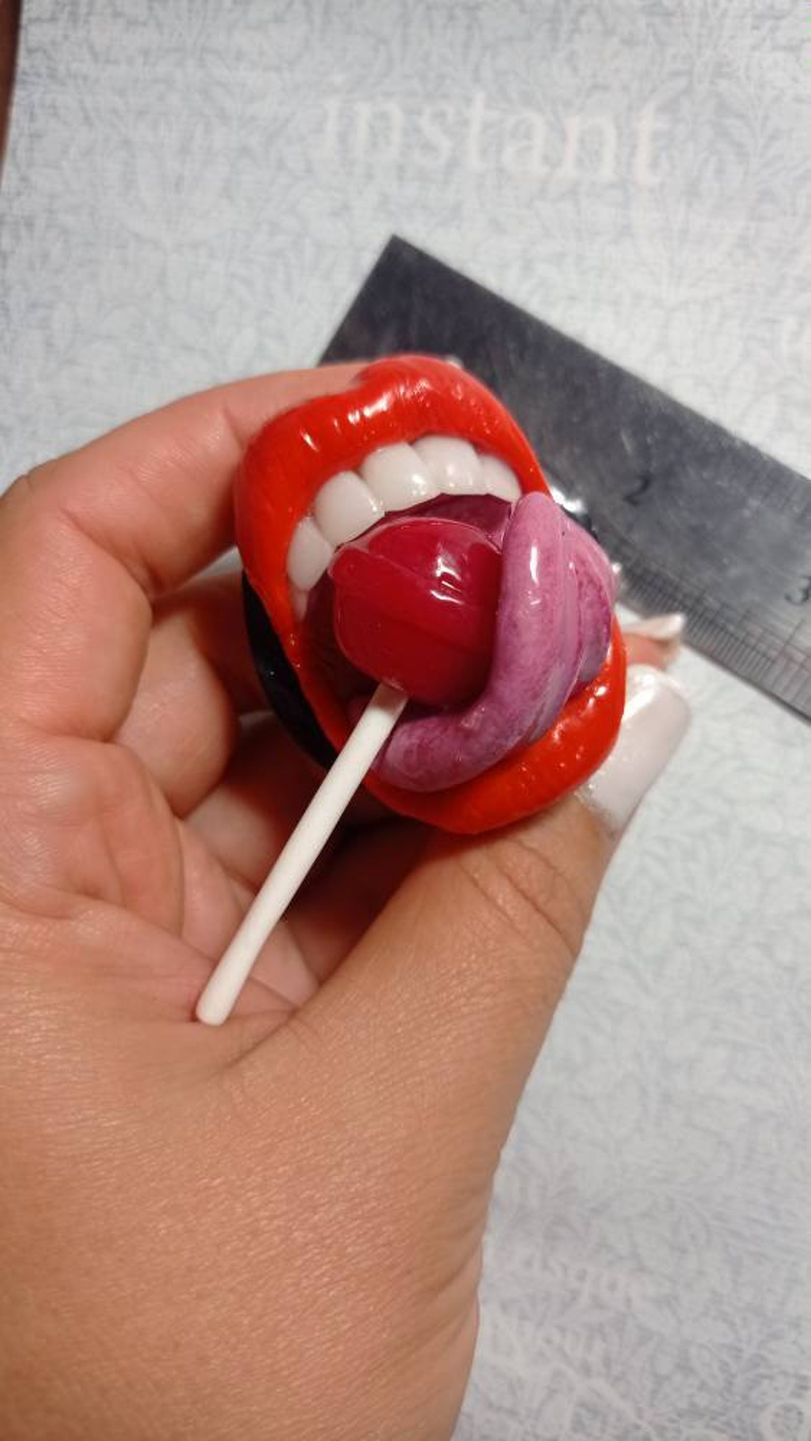 Lollipop in Mouth Brooch Red Lips Clay Pin Sweet Lips Sexy Red - Etsy