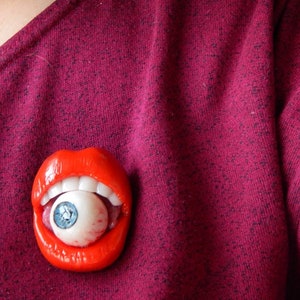 Eye in Mouth Pin Eyeball in Teeth Brooch Creepy Human Eye Scary Weird ...