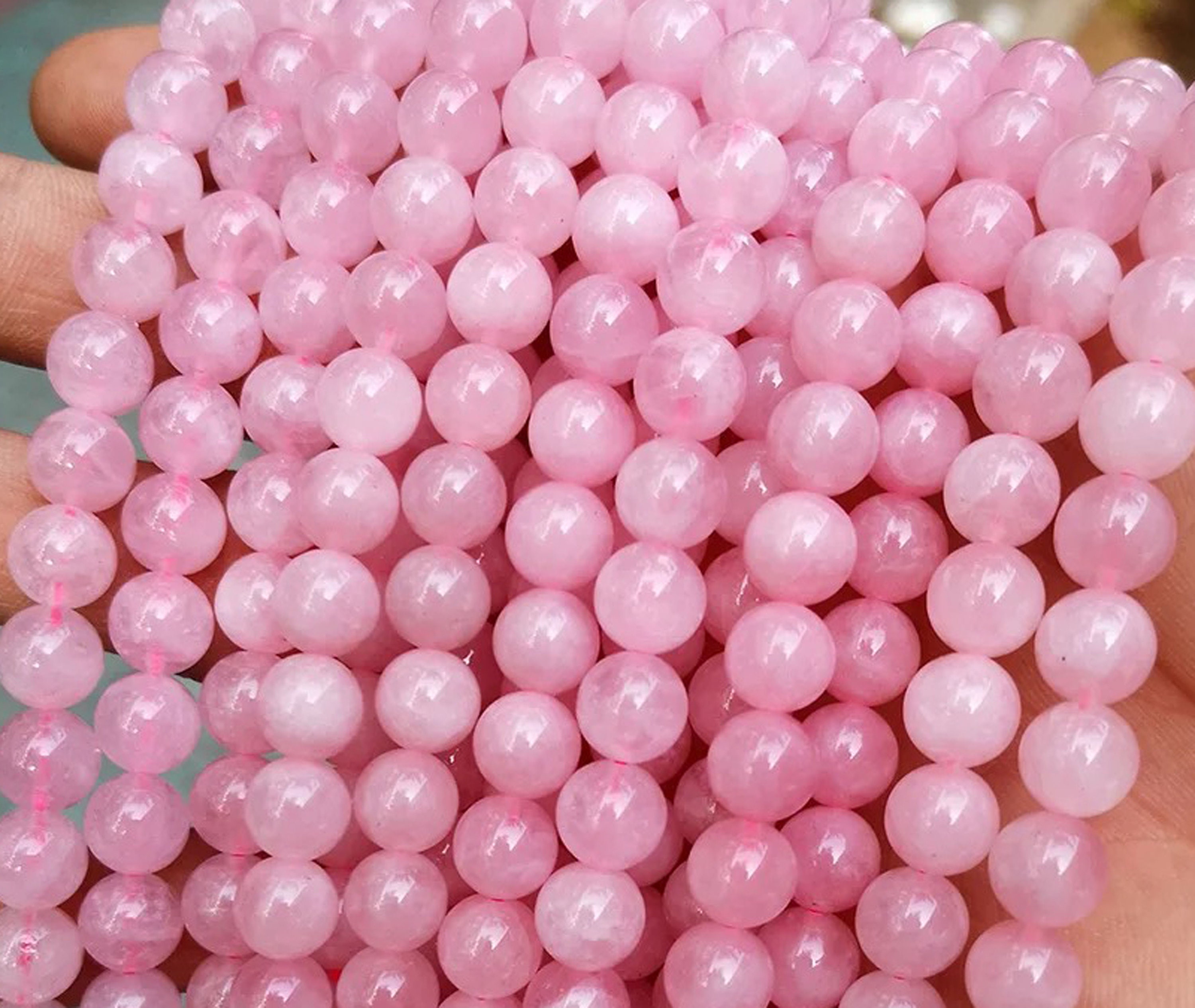 Perlas redondas lisas de cuarzo rosa natural6mm 8mm 10mm 12mm - Etsy España