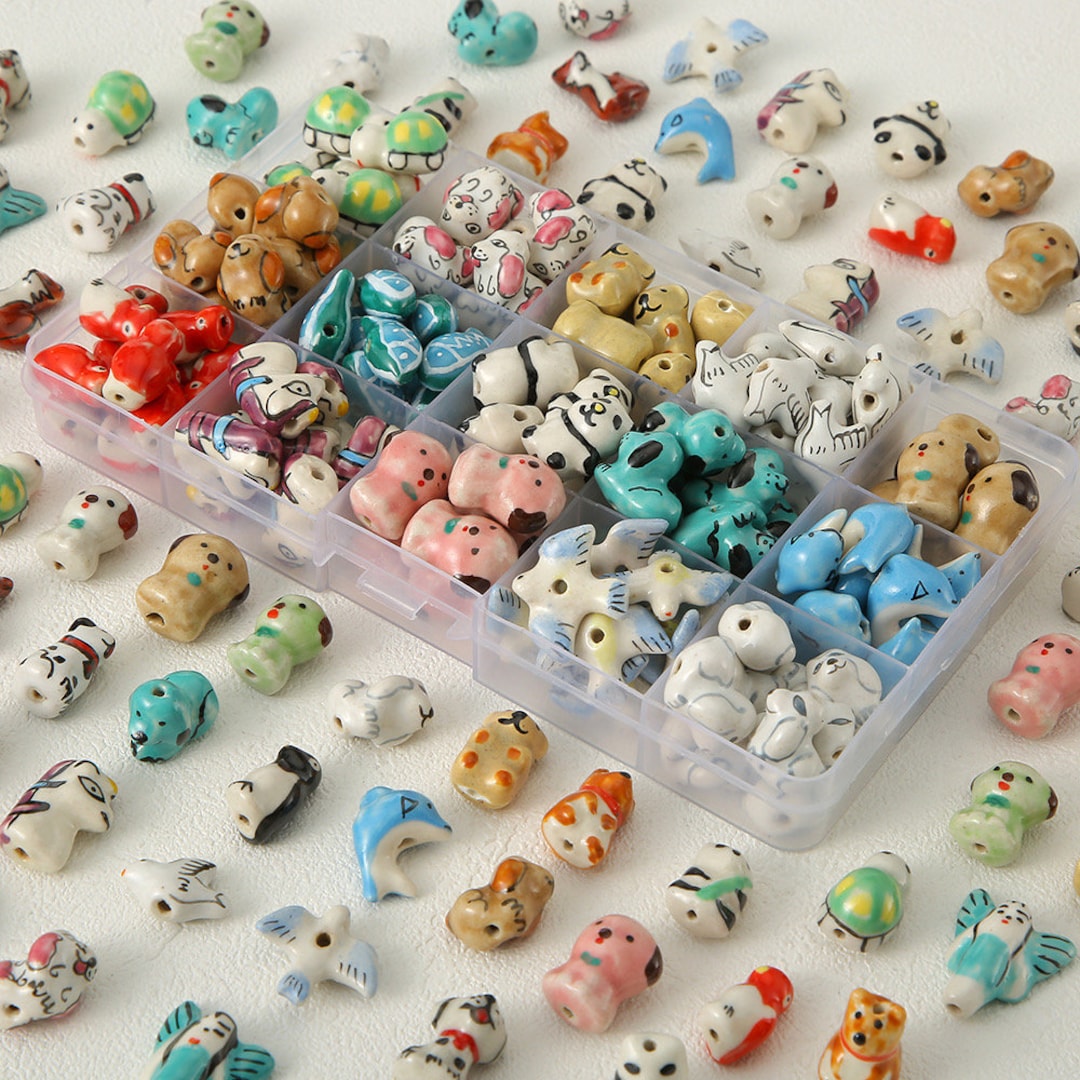 Ceramic Animal Beads,animals Fish Dog Bear Shape Ceramic Loose Beads ...