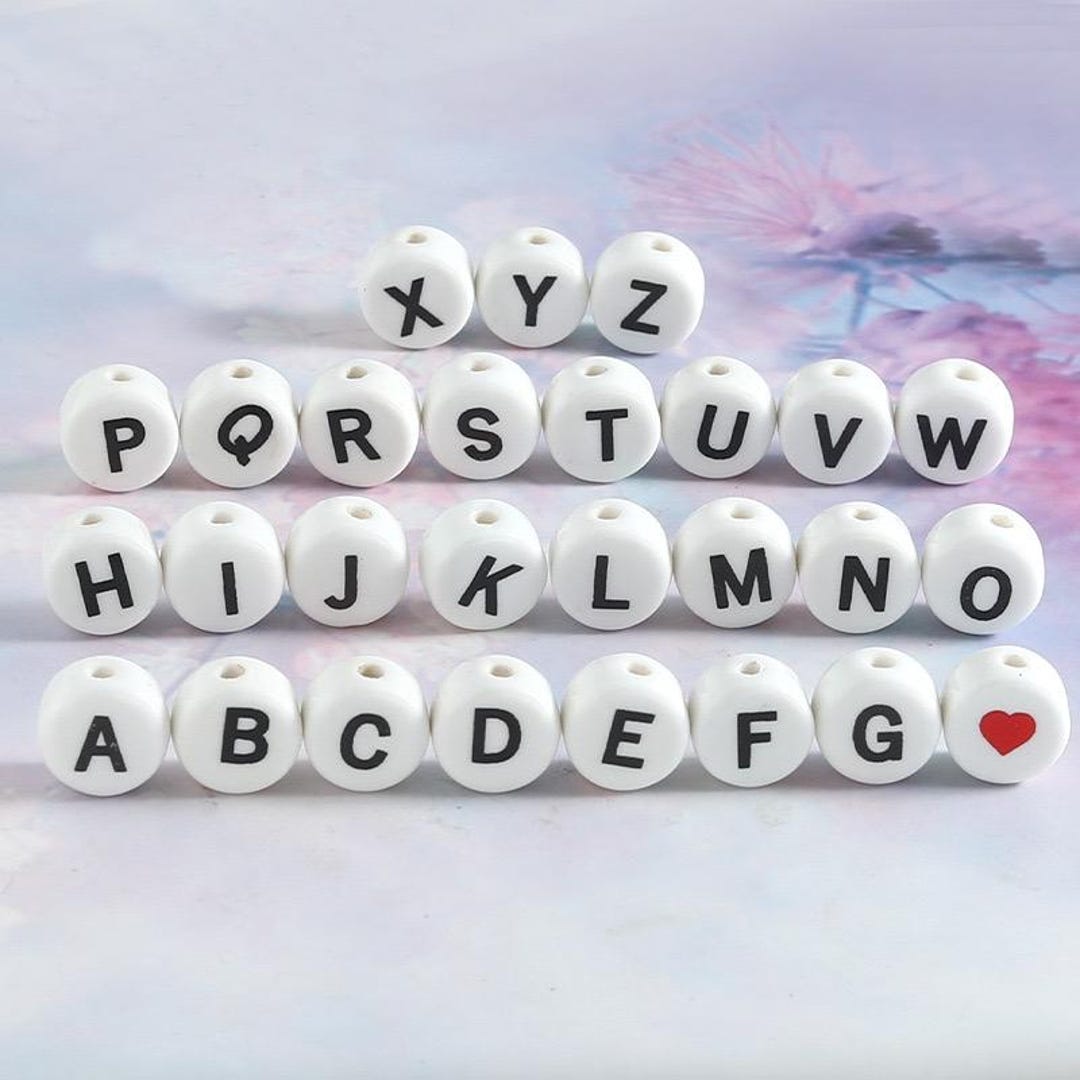 10 Pcs Alphabet Letter Ceramic Loose Spacer Beads,round Ceramic Beads ...