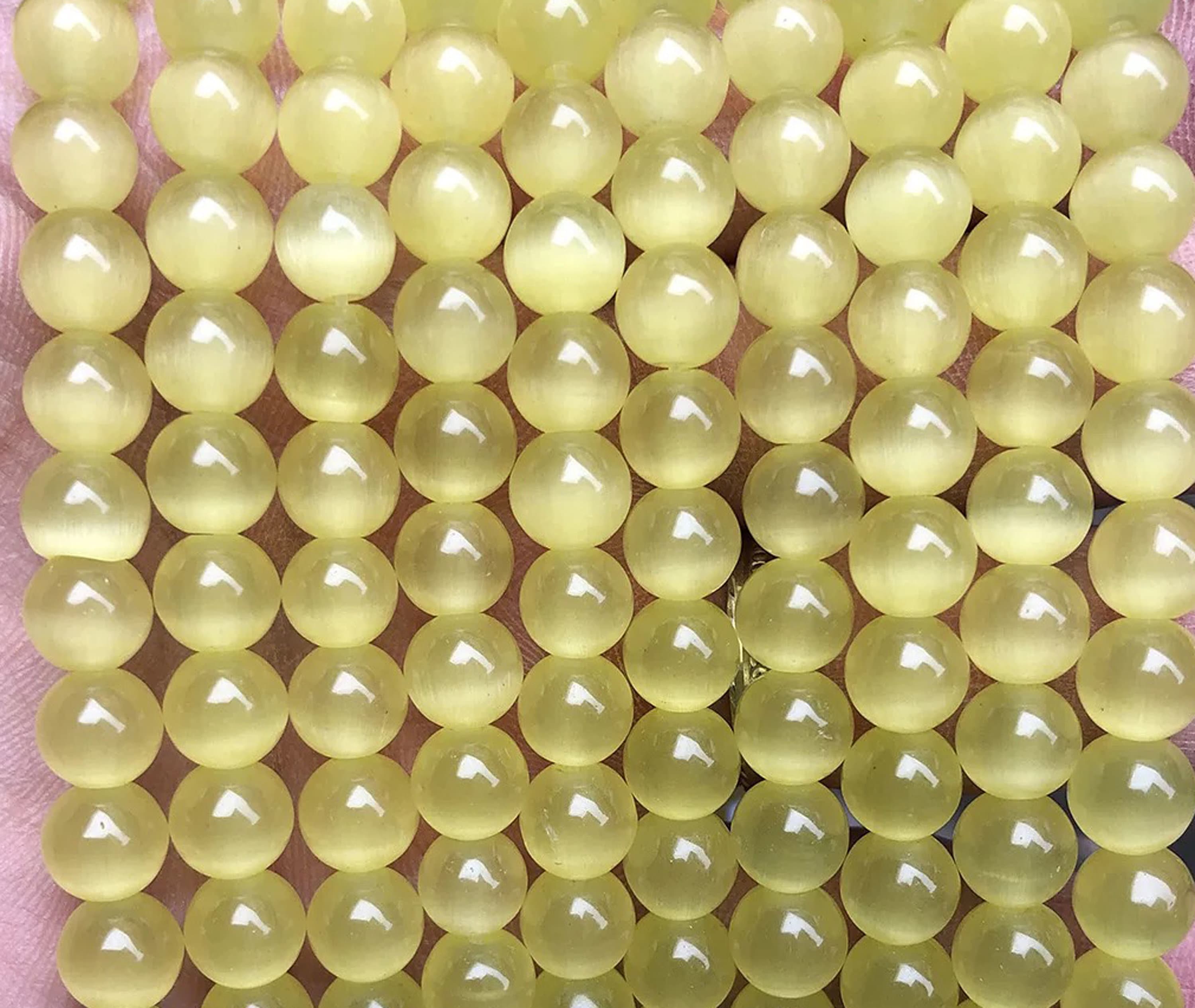 Yellow Cat Eye Gemstone Smooth Round Beads,4mm 6mm 8mm 10mm 12mm Cat's ...
