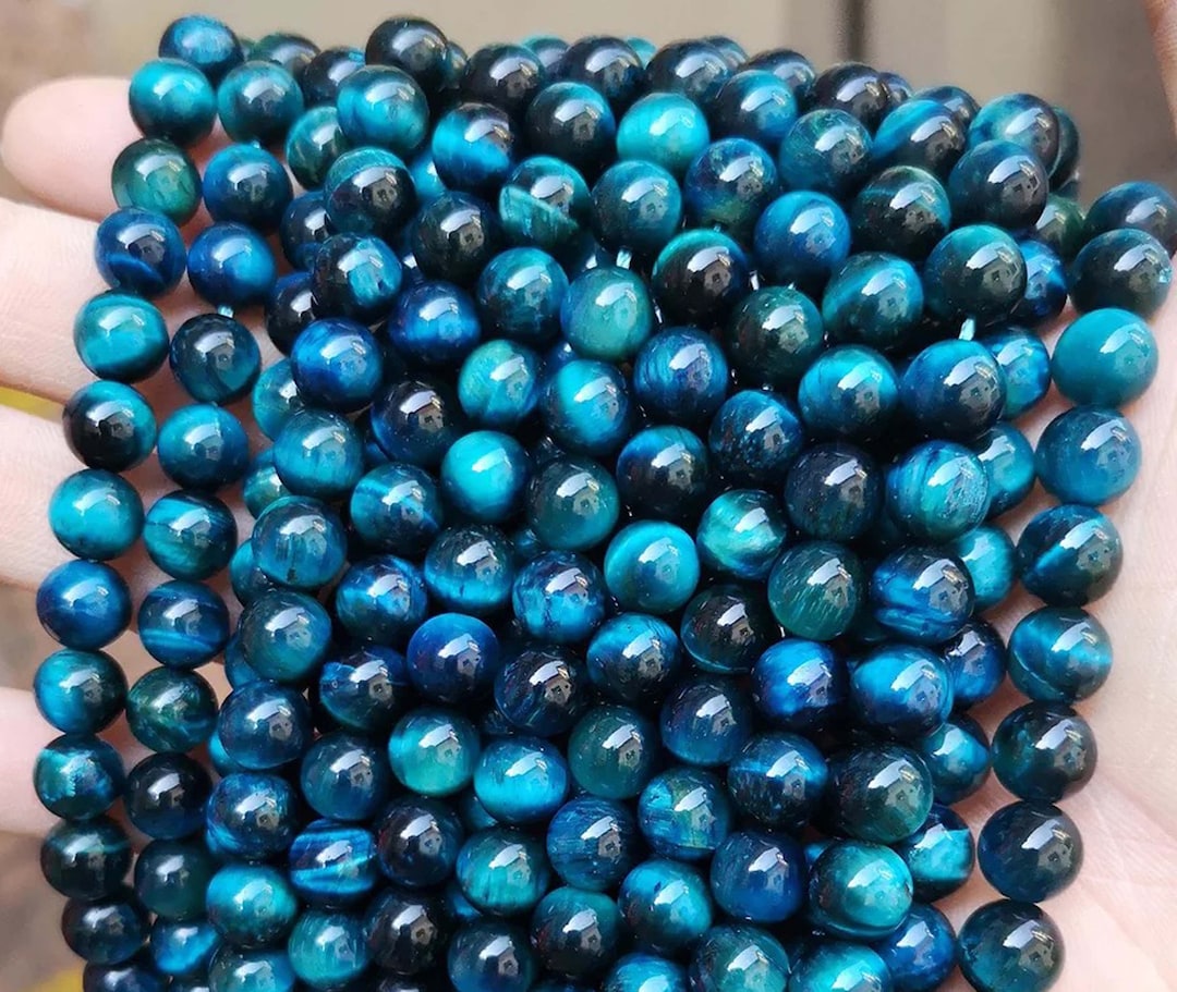 Natural AAAA Royal Blue Tiger's Eye Smooth Round Beads,4mm 6mm 8mm 10mm ...